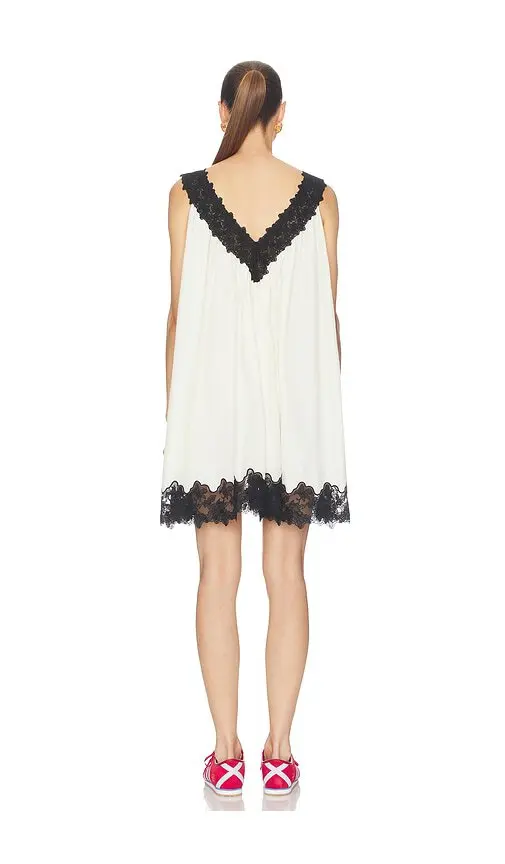 HELSA Mini Dress With Lace Trim - Cream