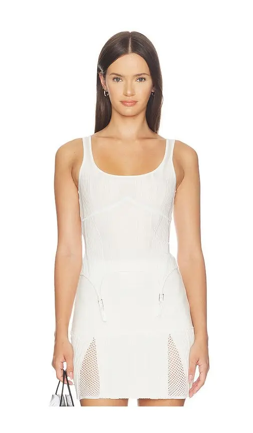 FLEUR DU MAL Rib Garter Top In . Also - Ivory