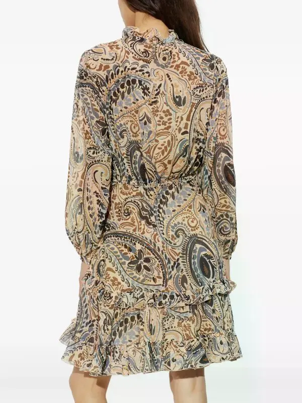 Etro Paisley-print Ruffled Dress - Neutrals