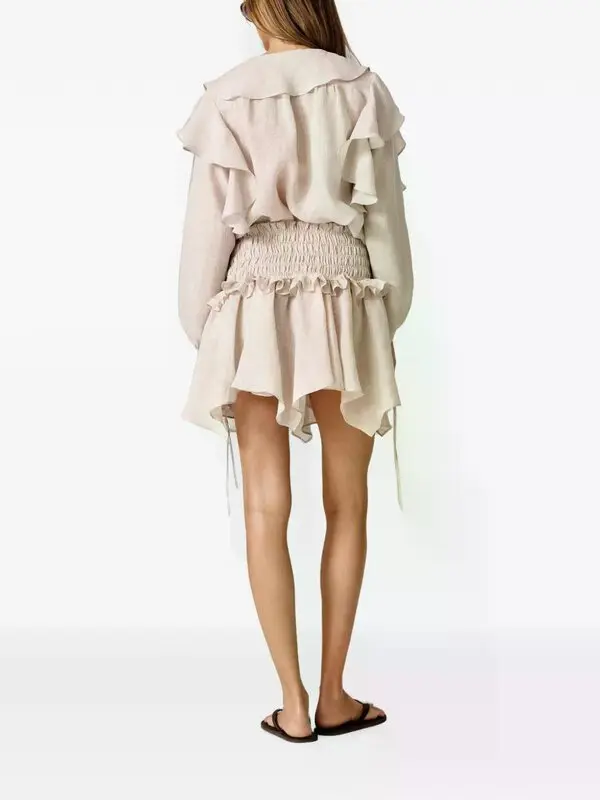 PNK Ruffled Smocked-waist Mini Skirt