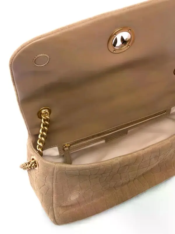 Pinko Croc-effect Love Birds Shoulder Bag