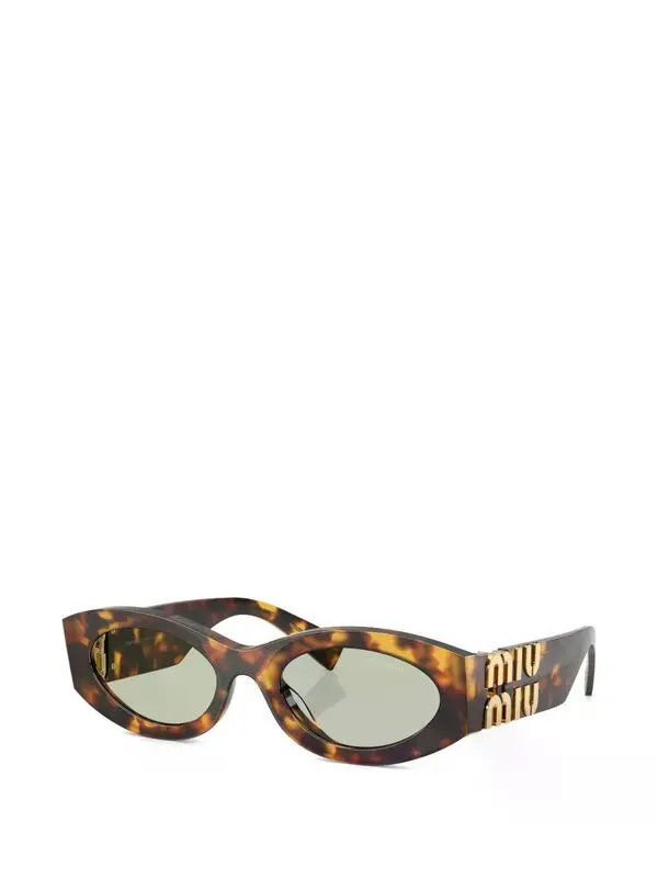 Miu Miu Tortoiseshell-effect Oval-frame Sunglasses