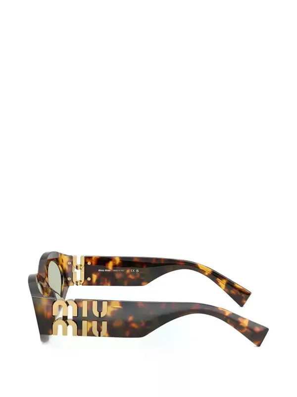 Miu Miu Tortoiseshell-effect Oval-frame Sunglasses