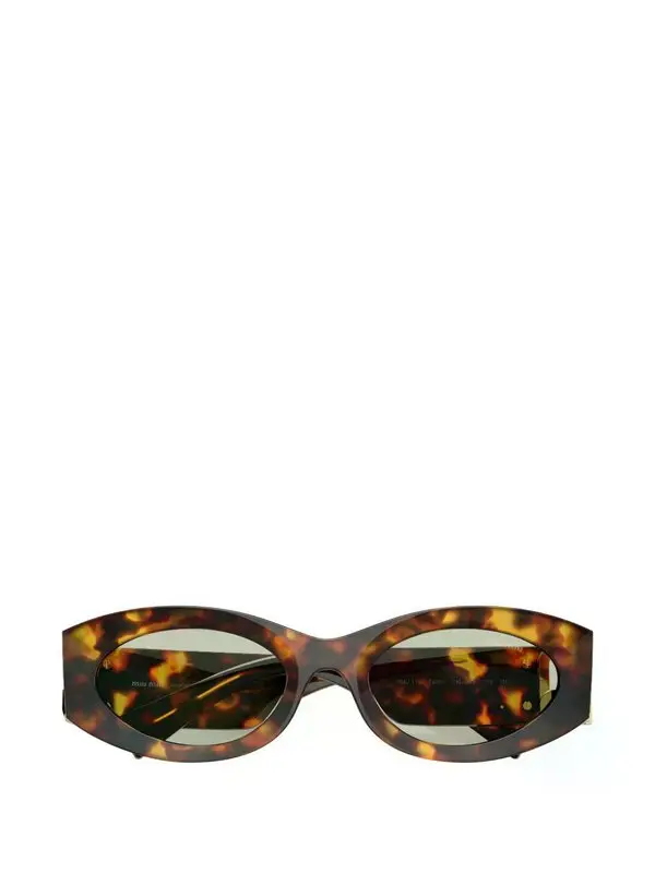 Miu Miu Tortoiseshell-effect Oval-frame Sunglasses