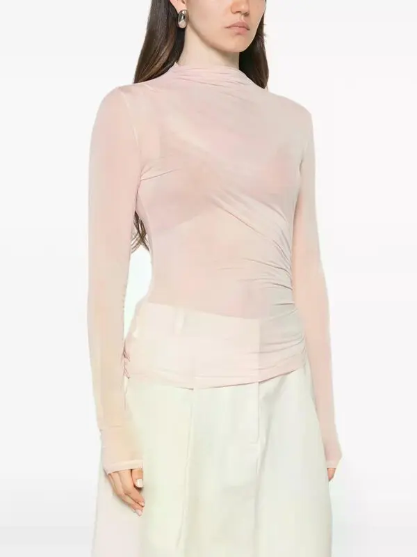 Patrizia Pepe Sheer Draped Top - Pink