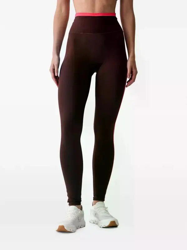 P.E Nation Logo-print Side-stripe Leggings - Brown