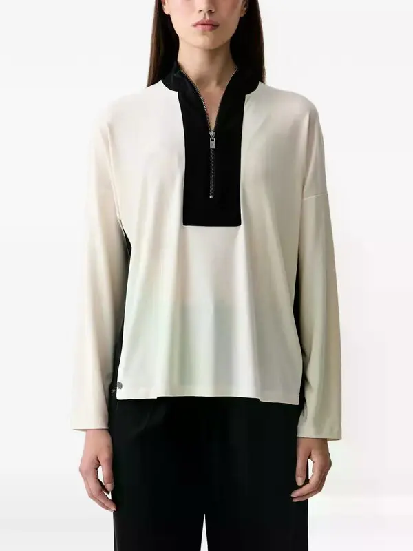 Joseph Ribkoff Two-tone Zip-up Blouse - Neutrals