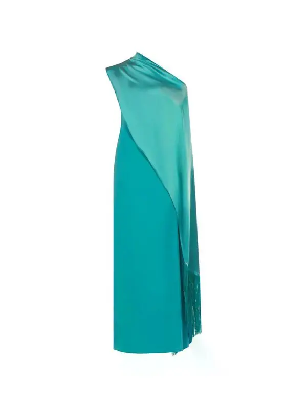TALLER MARMO Berenson Fringed One-shoulder Maxi Dress - Blue