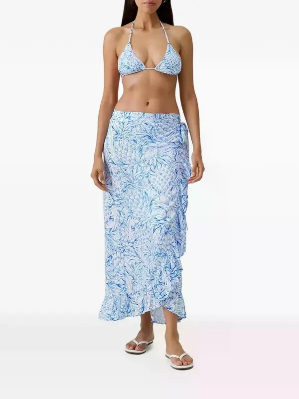 Melissa Odabash Midi Pineapple-print Ruffled Skirt