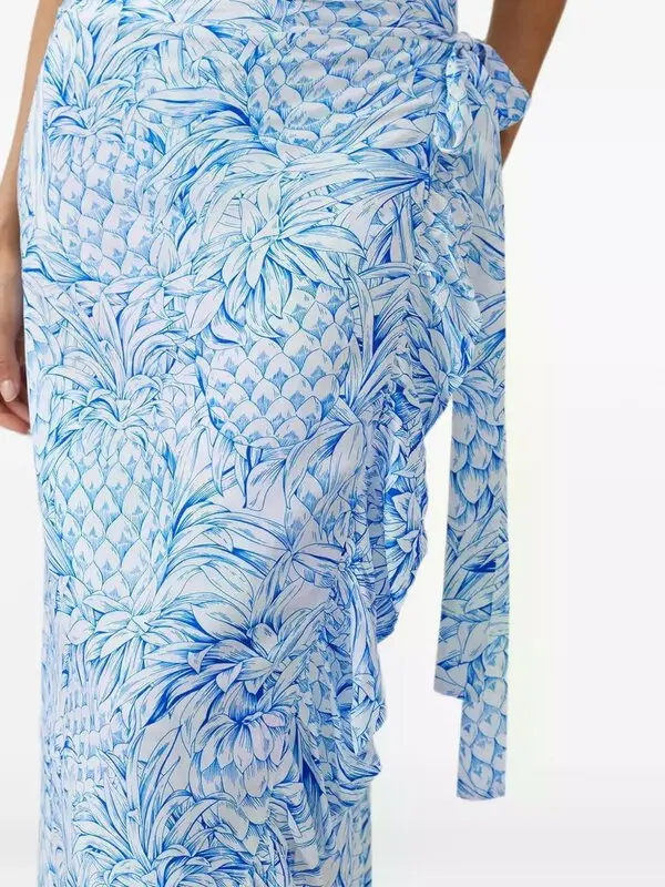 Melissa Odabash Midi Pineapple-print Ruffled Skirt