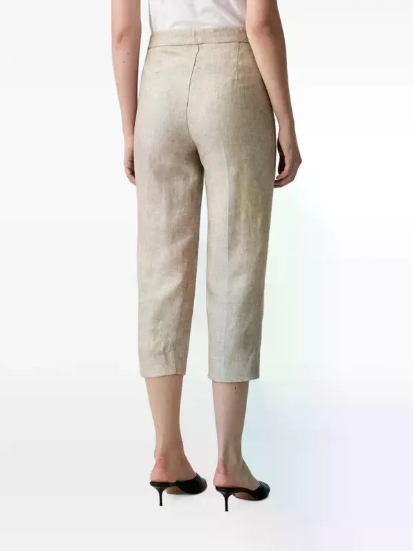VICOLO Pressed-crease Cropped Trousers - Neutrals