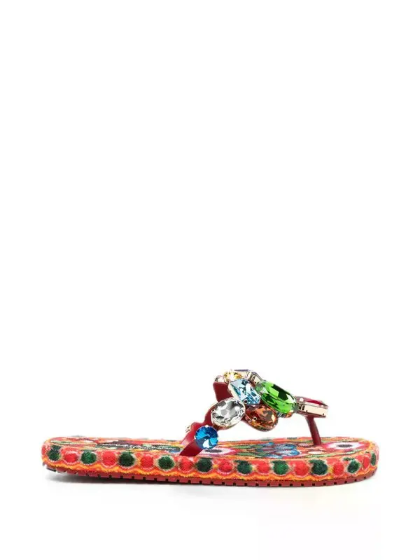 Dolce & Gabbana Embellished Carretto-print Sandals - Red