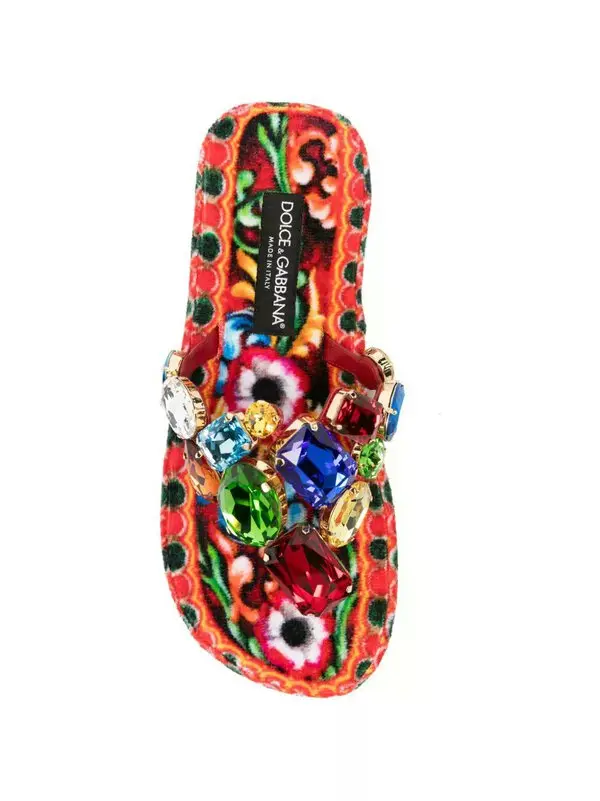 Dolce & Gabbana Embellished Carretto-print Sandals