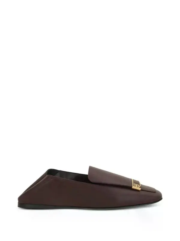 SERGIO ROSSI Logo Buckle Square Toe Loafers