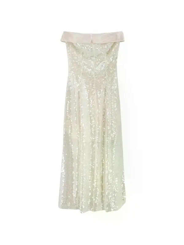 Alberta Ferretti Sequin-embellished Midi Dress - White