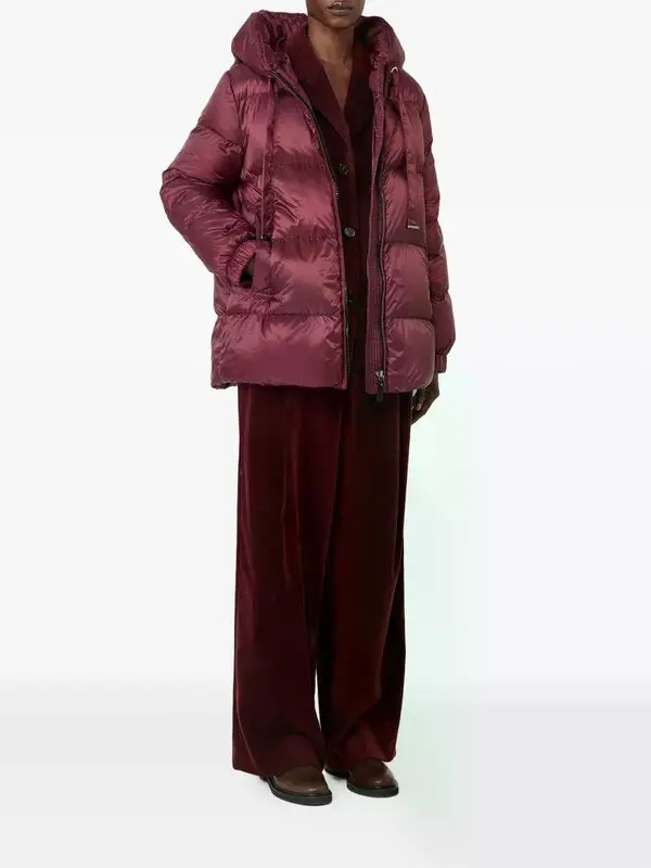 Max Mara Quilted Hooded Puffer Jacket - Red