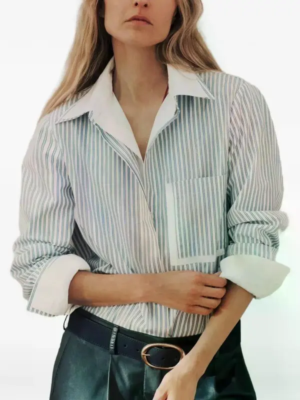 TWP Double Layer Boyfriend Striped Shirt