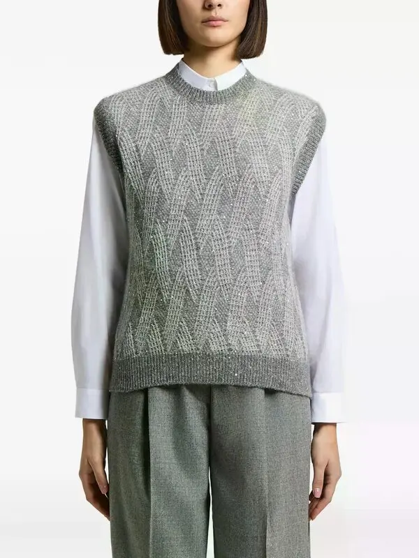 Peserico Sequin-embellished Open-knit Vest