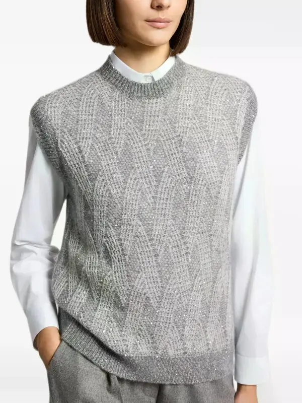 Peserico Sequin-embellished Open-knit Vest