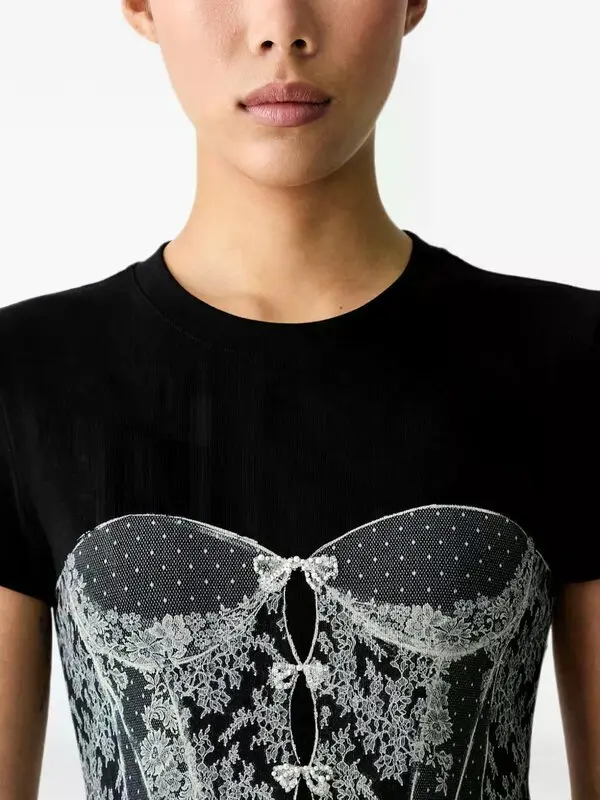 Miss Sixty Corset-print Beaded T-shirt