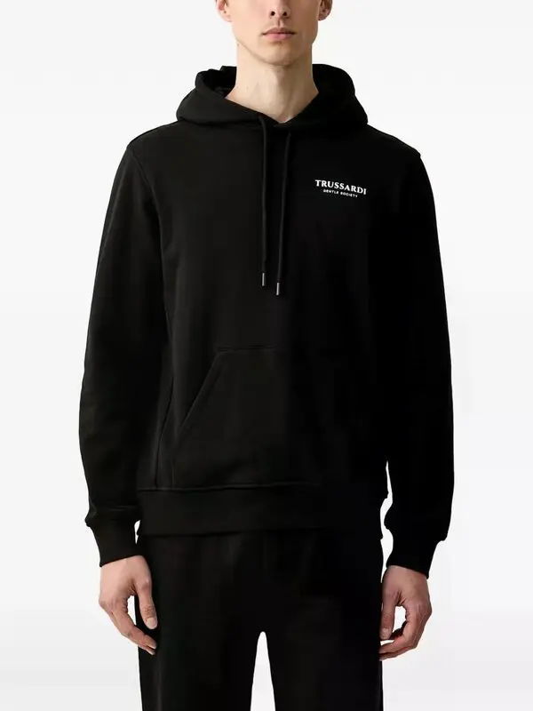 TRUSSARDI Logo-print Drawstring Hoodie - Black
