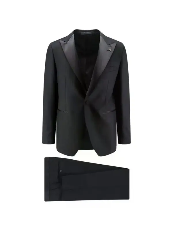 Tagliatore Satin-lapel Virgin-wool Tuxedo - Black