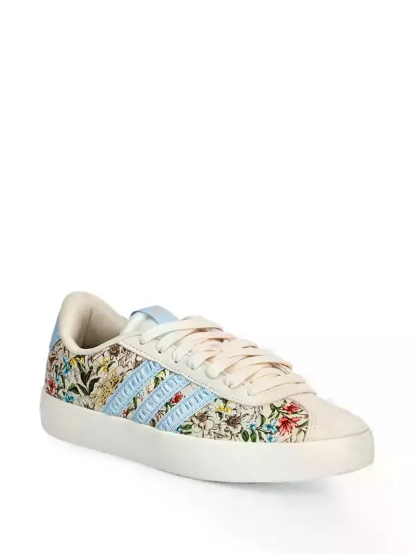 Adidas X Farm Rio Vl Court 3.0 Floral-print Sneakers - Neutrals