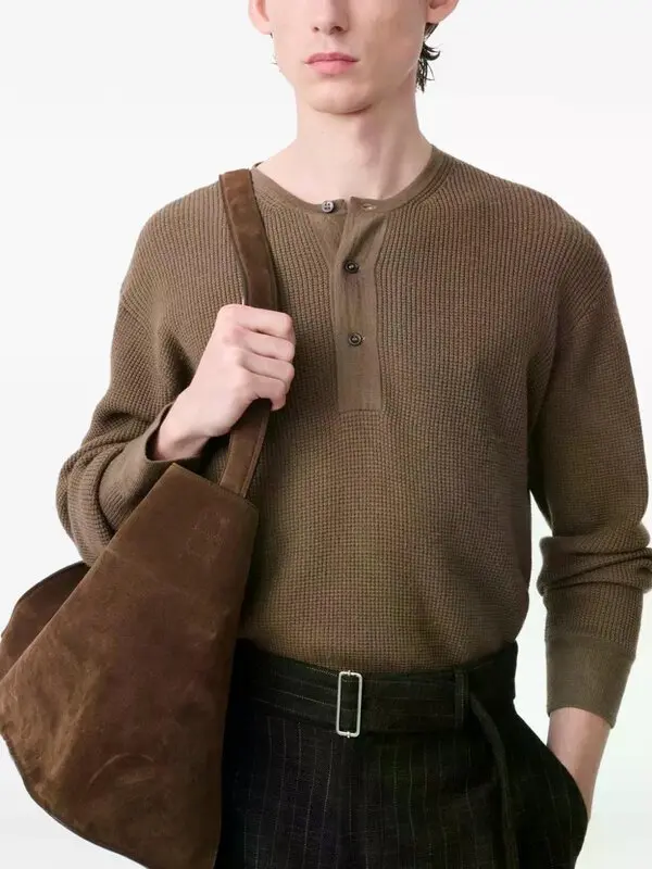 Studio Nicholson Corine Waffle-knit Grandad-collar Sweater