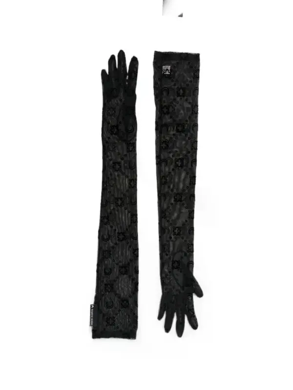 MARINE SERRE Moon-print Mesh Gloves - Black