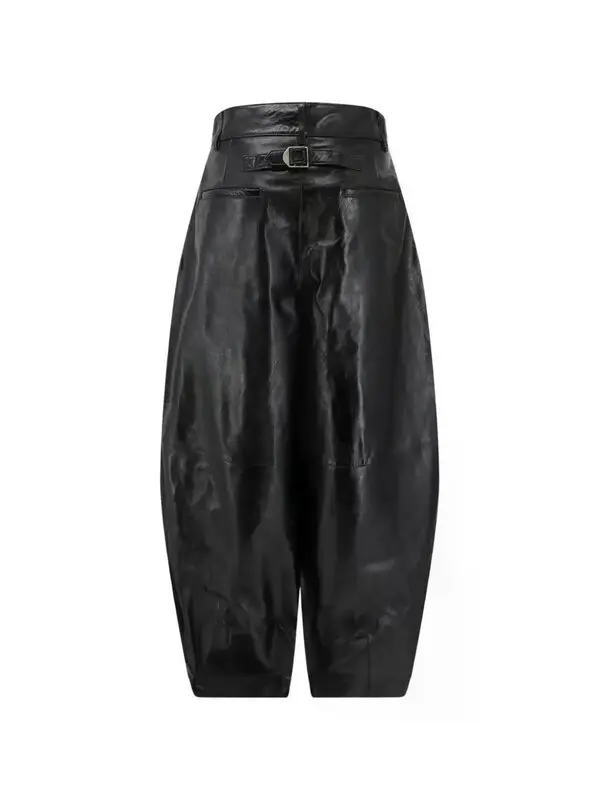 Soeur Julien Pleated Leather Trousers - Black