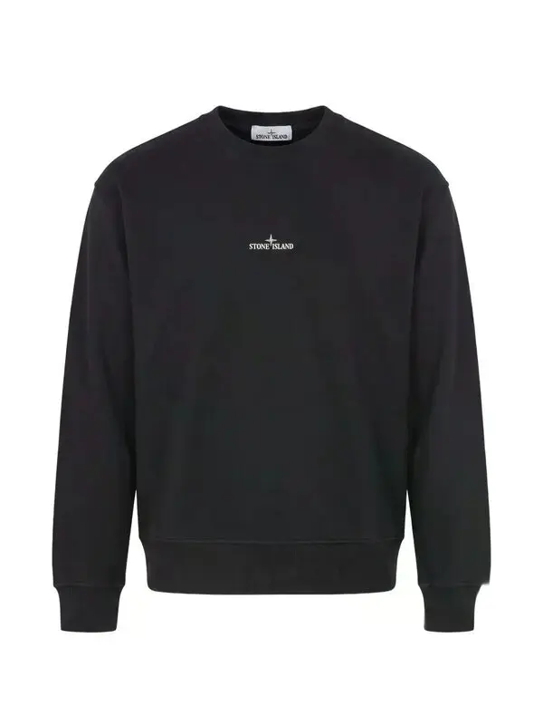 Stone Island Logo-print Cotton Sweatshirt - Black