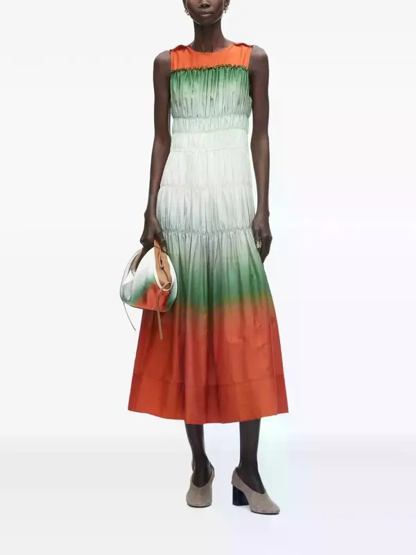 3.1 Phillip Lim Ombré Voile Gathered Midi Dress - Orange