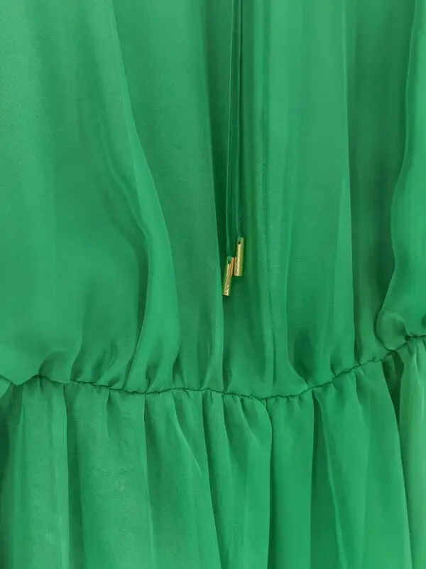 Alberta Ferretti Slit-sleeve Elasticated-waist Maxi Dress