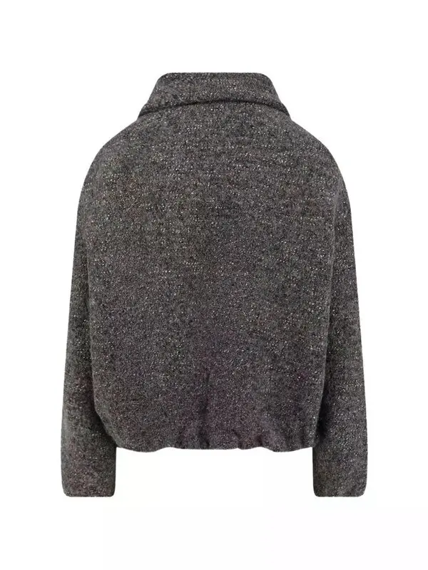 ALYSI High-collar Wool Tweed Jacket - Grey