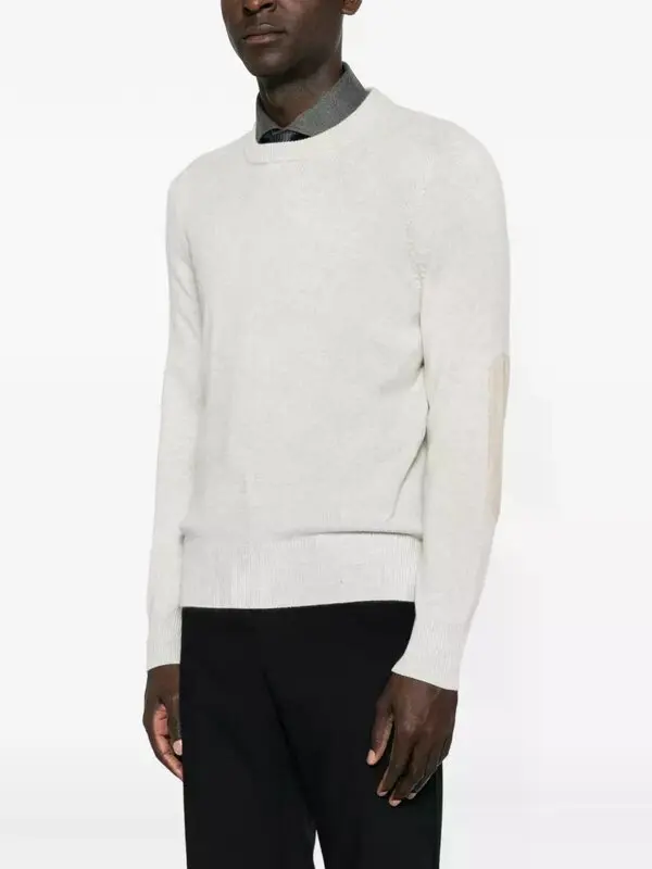 Brunello Cucinelli Crew Neck Sweater With Suede Elbow Patches