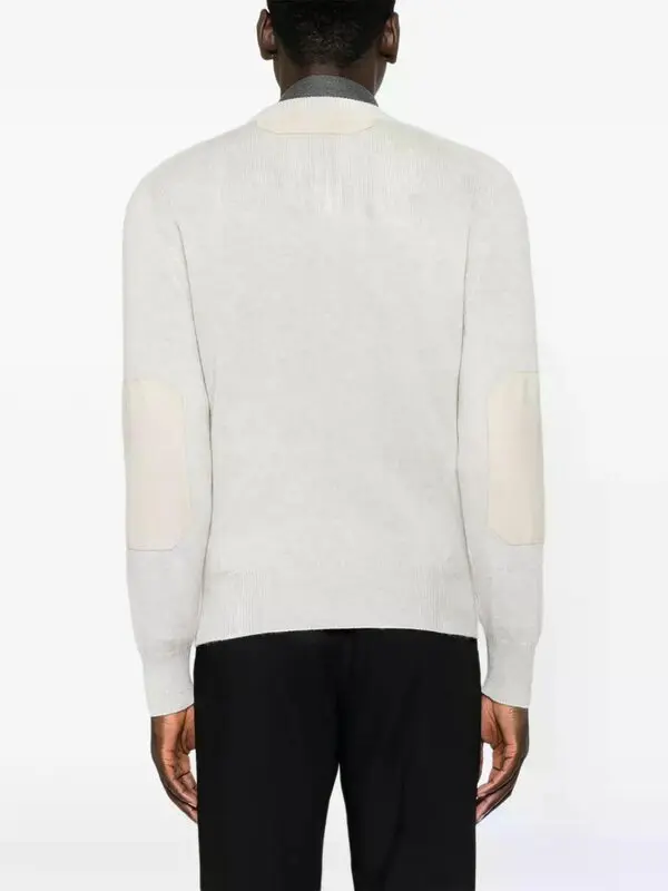 Brunello Cucinelli Crew Neck Sweater With Suede Elbow Patches