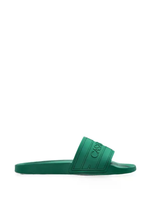 Casablanca Logo-embossed Slides - Green