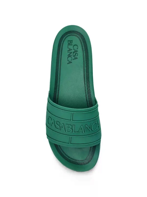 Casablanca Logo-embossed Slides - Green