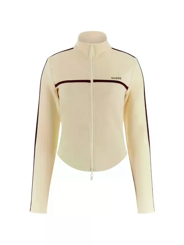 Guess Jasmine Side-stripe Zip-up Sweatshirt - Neutrals