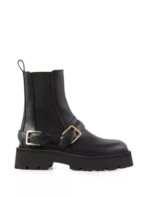 Sandro Buckled Glossed-leather Chelsea Boots - Black