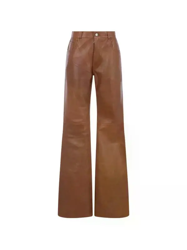 HAIKURE Leather Wide-leg Trousers - Brown