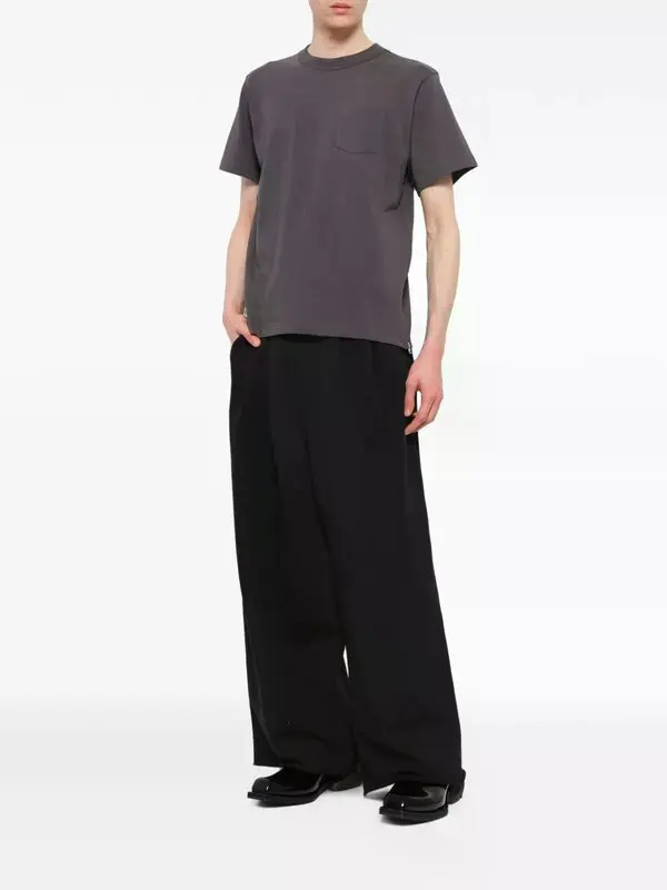 Sacai Side-zip Cotton T-shirt - Grey