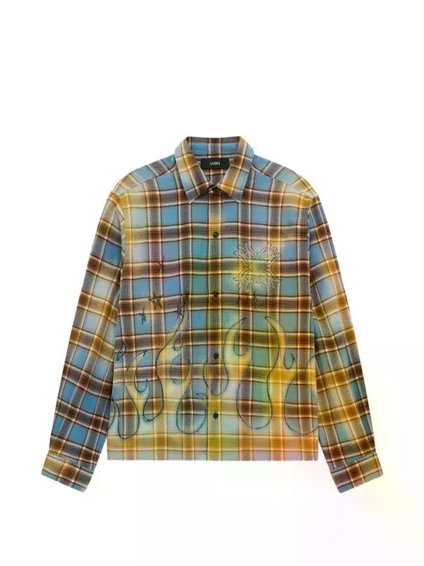 Amiri Ma Quad Bleached Flannel Shirt
