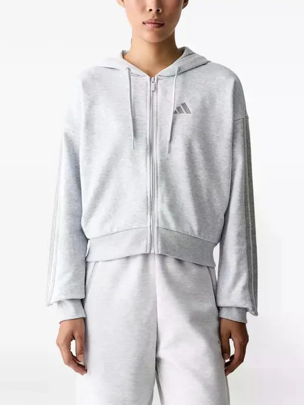 Adidas Logo-embroidered Zip-up Hoodie - Grey
