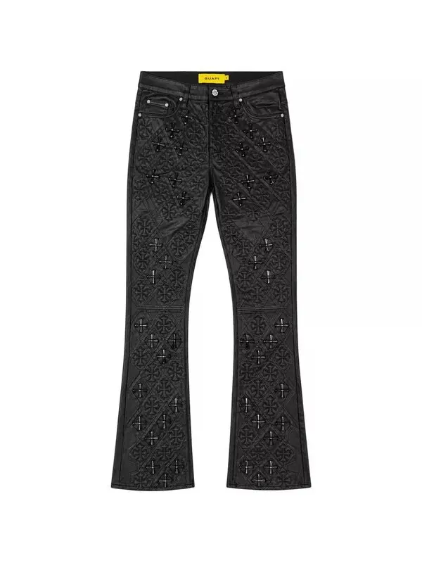 GUAPI Quilted-panel Relic Jeans - Black