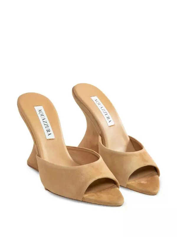AQUAZZURA Bisous Wedge Mules - Brown