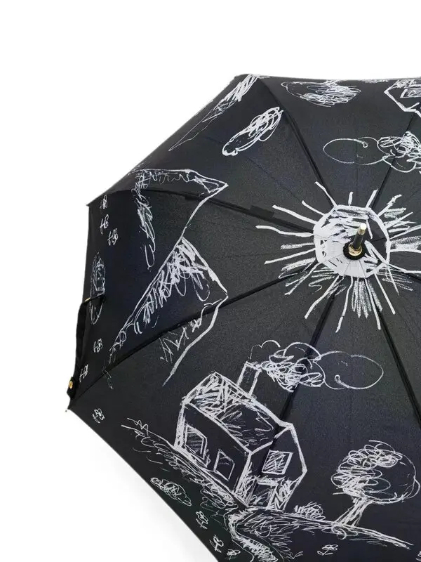 Moschino Sketch-print Curved-handle Umbrella