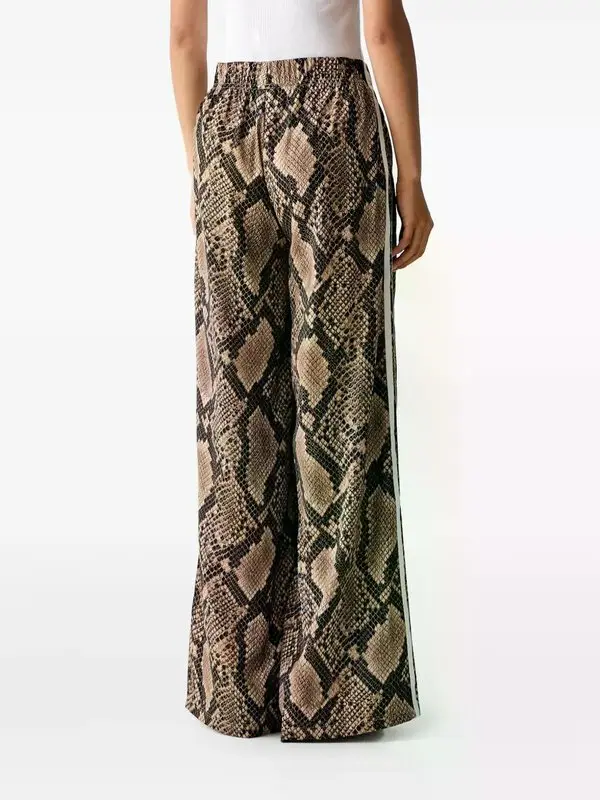 Adidas Snakeskin-print Wide Leg Track Pants With Side Stripe Detailing