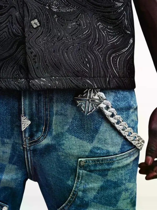GUAPI Checkerboard-print Panelled Jeans