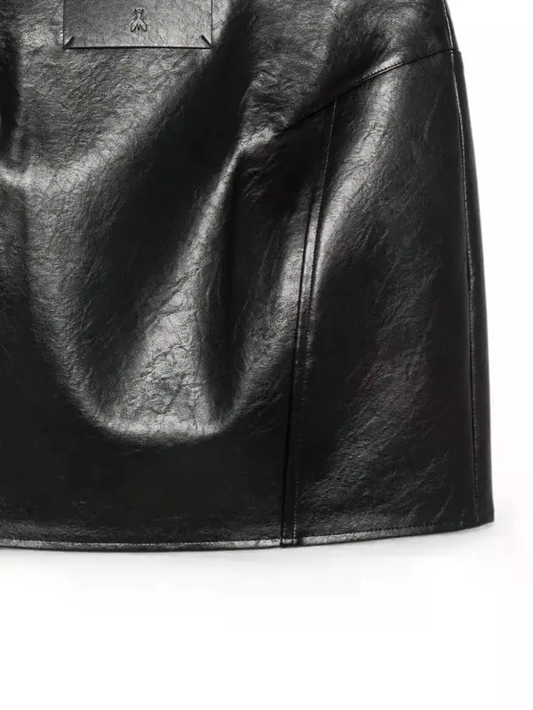 Patrizia Pepe Logo-patch Coated Skirt - Black